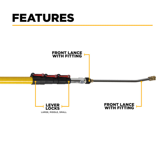 24' Telescoping Pressure Washer Wand Extended Reach – BE Power Equipment