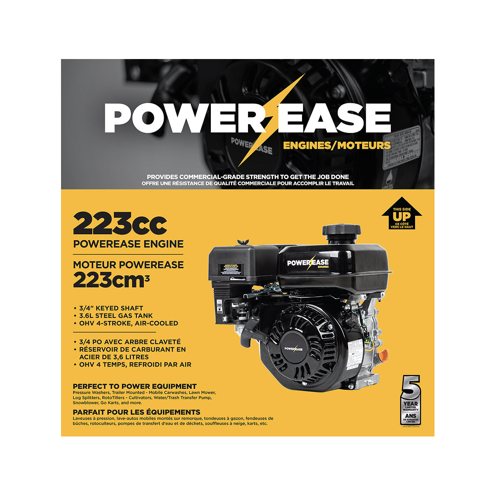 Powerease R225 Engine – 223cc, 6.03 HP, 3/4" Horizontal Shaft ...