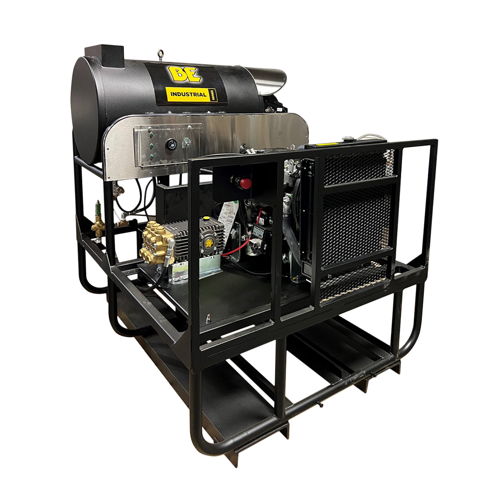3,500 PSI 8 GPM Hot Water Diesel Pressure Washer Skid with General Tri ...