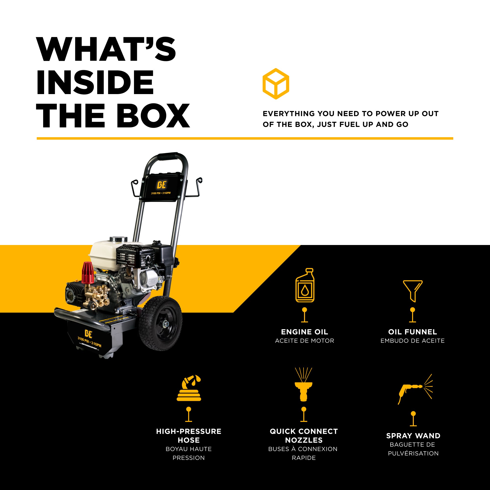 3,100 PSI 3.1 GPM Cold Water Gas Pressure Washer - B3165HC – BE Power ...